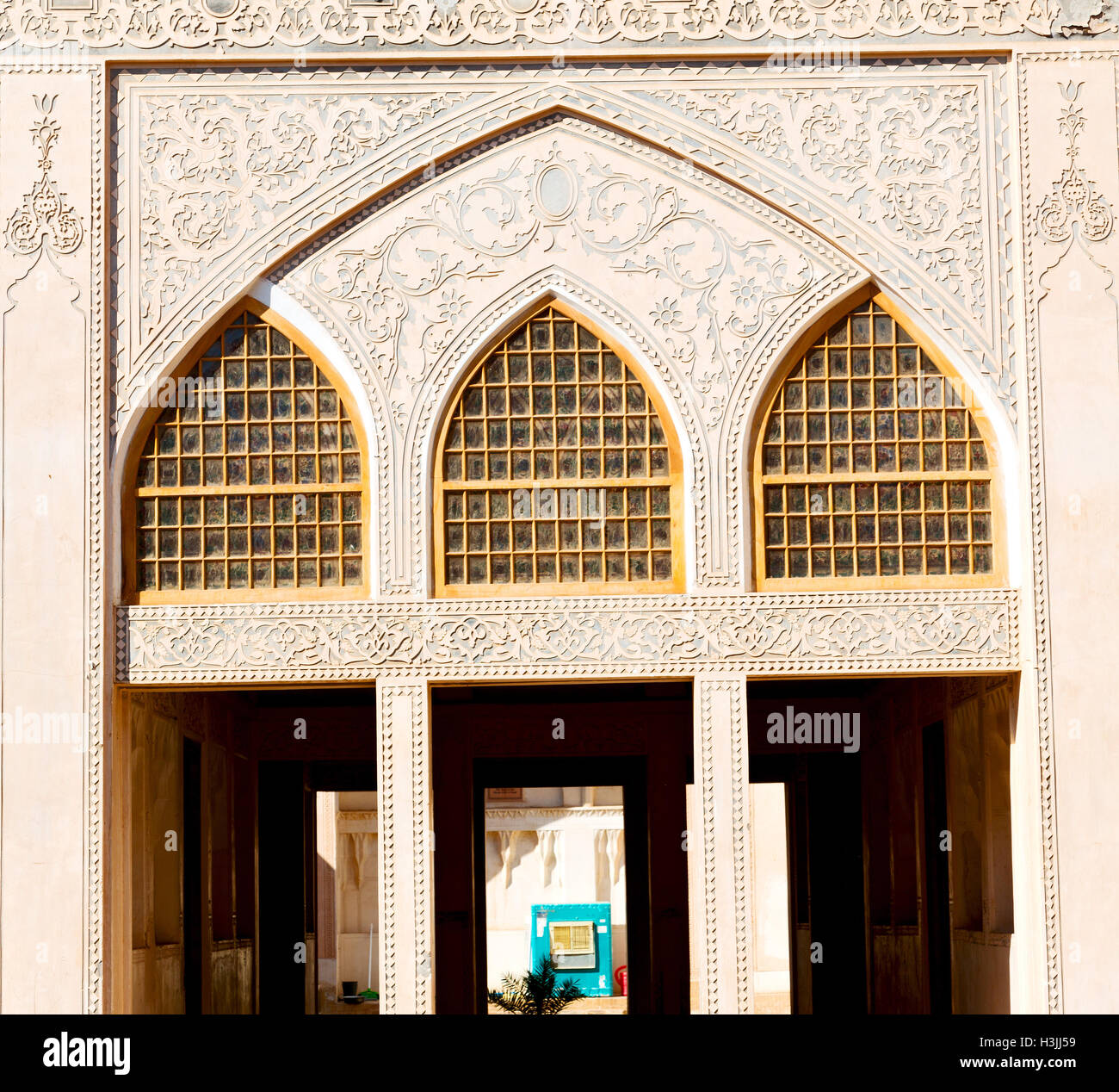 blur in iran kashan the old persian architecture window and glass in ...