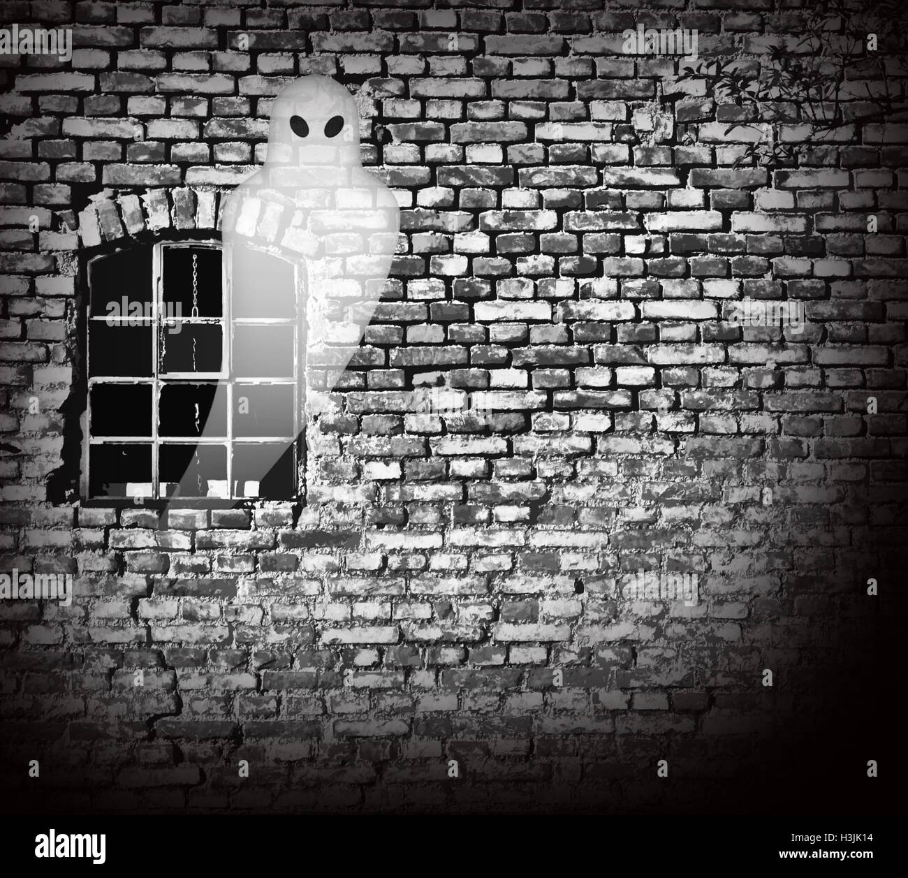 Spooky Ghost Window Illustration Stock Photos & Spooky Ghost Window ...