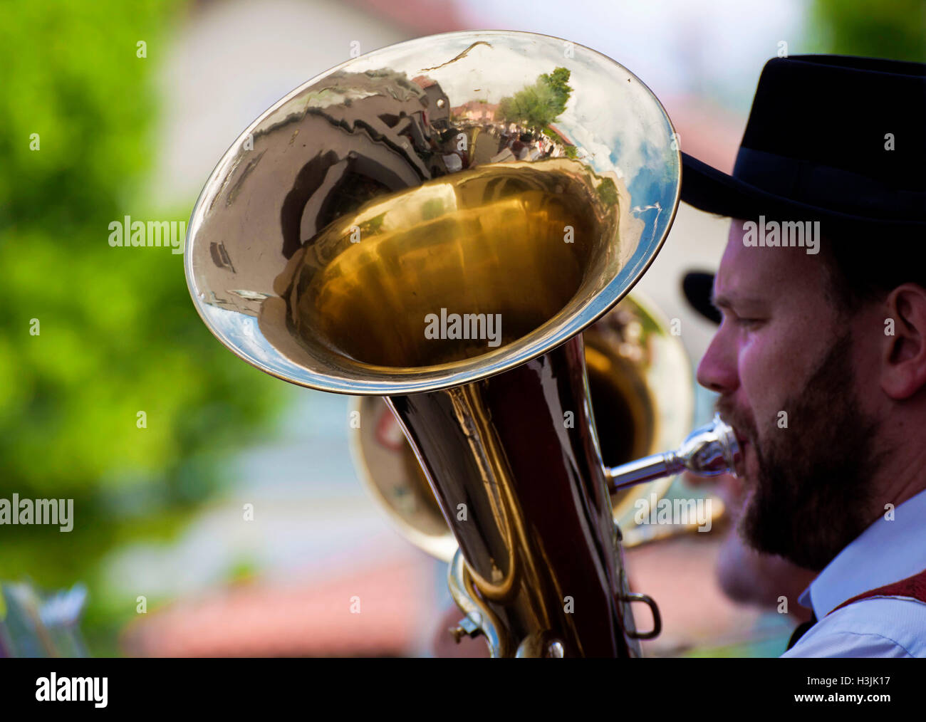Garching Germany - tuba performer at Brass Band open air Concert Stock ...