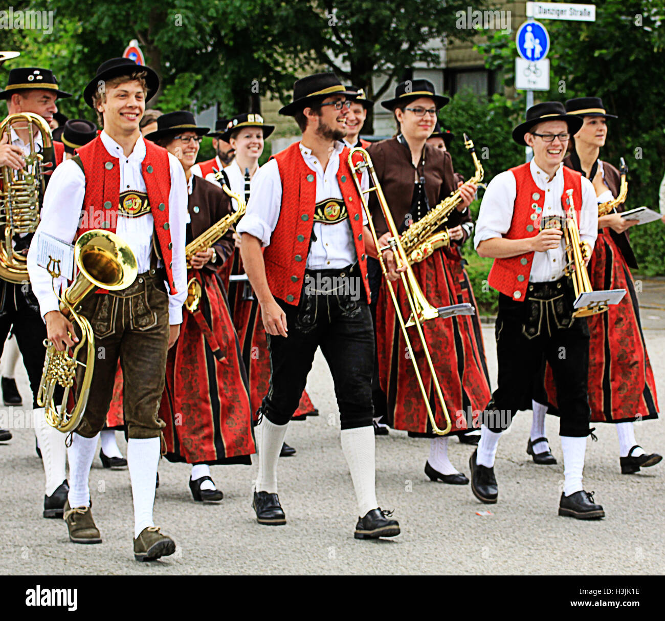 Garching, Germany. 3th July, 2016.Band in Bavarian costume at the ...