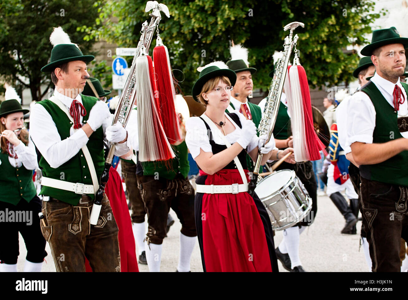 Garching, Germany. 3th July, 2016.Band in Bavarian costume at the ...
