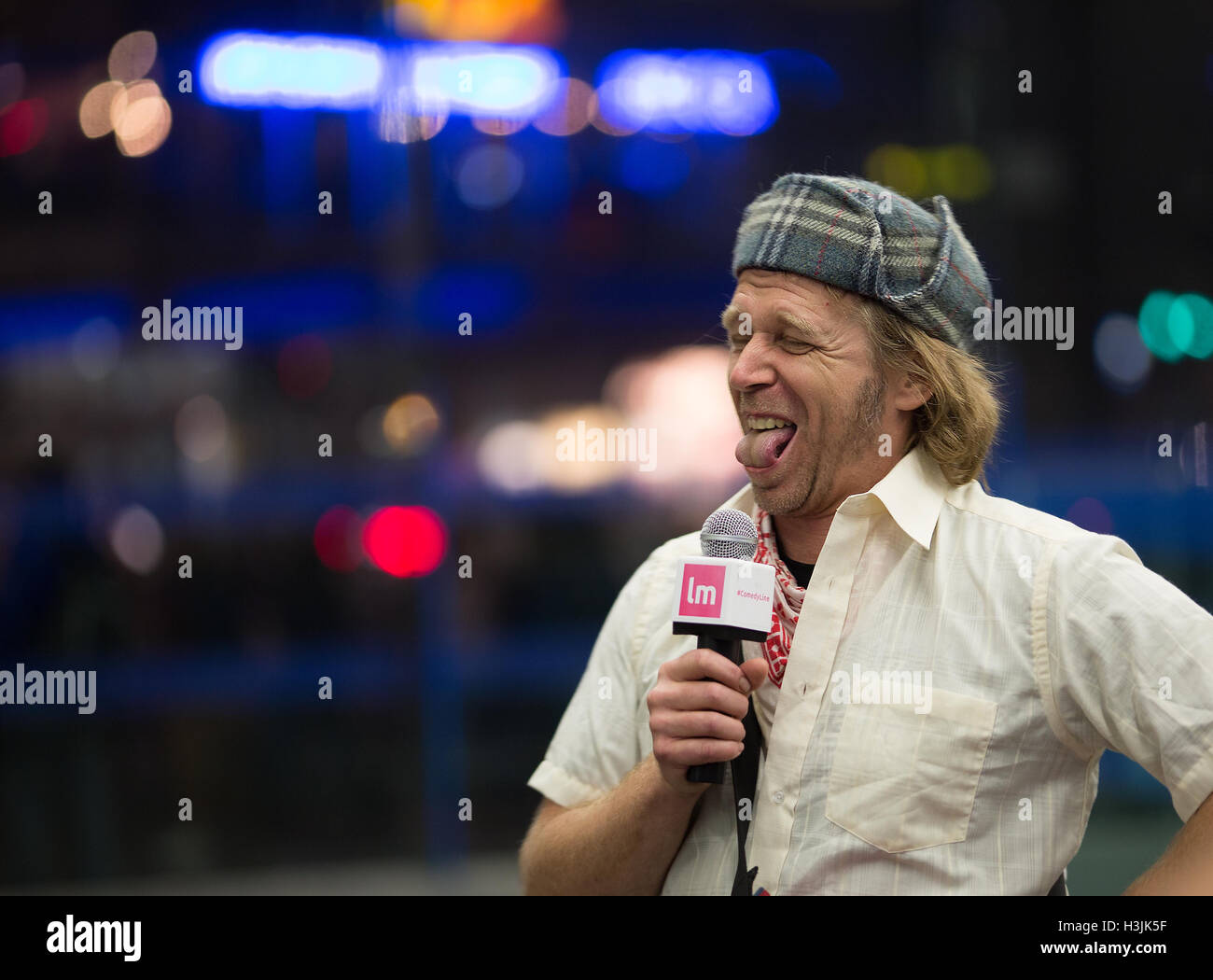 EDITORIAL USE ONLY Comedian Tony Law performs on the London Underground ...
