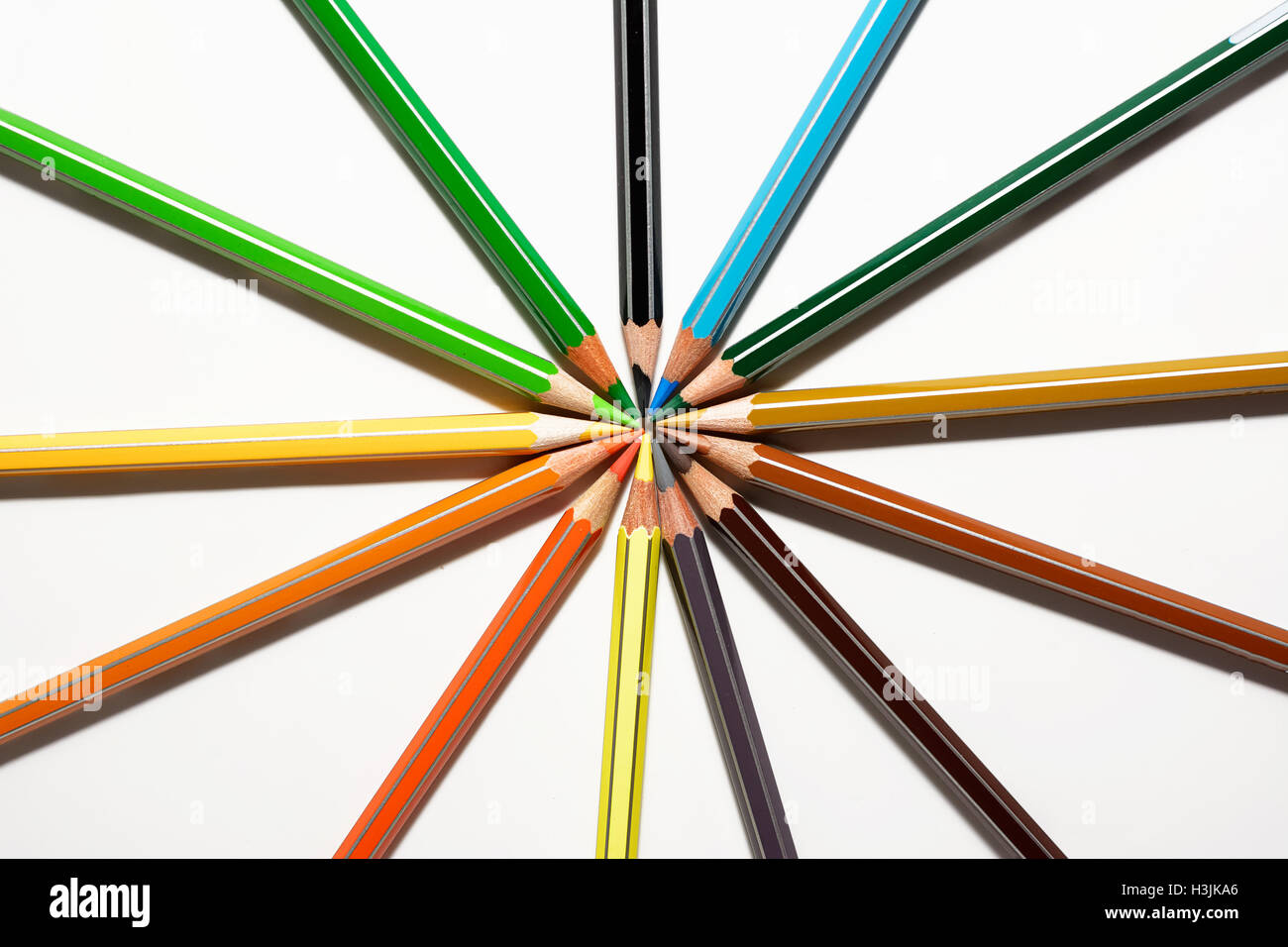 colored pencils and sharp in circle Stock Photo - Alamy