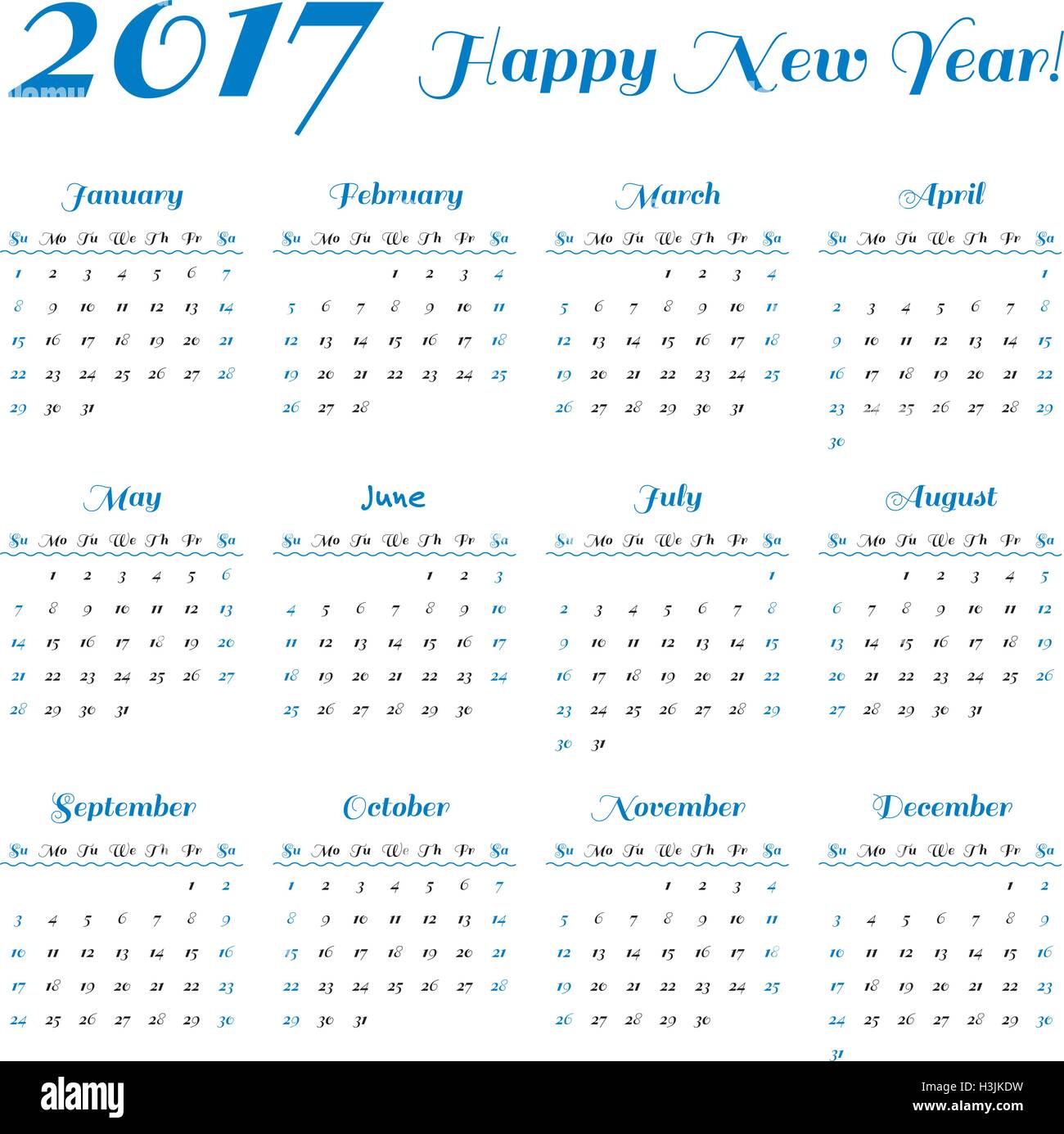 Calendar template 2017 Stock Vector Image & Art - Alamy
