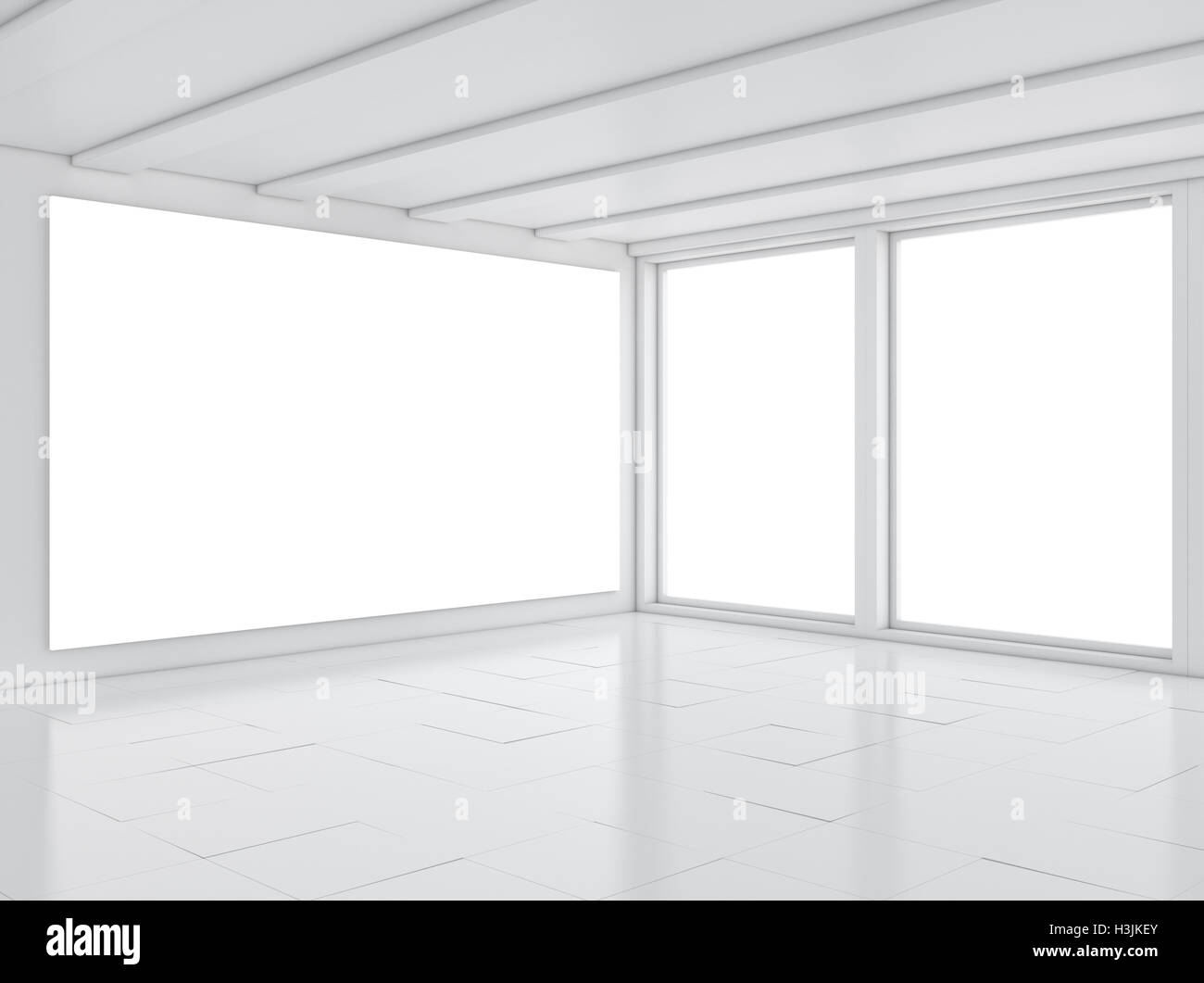 White clean room. 3D illustration Stock Photo - Alamy