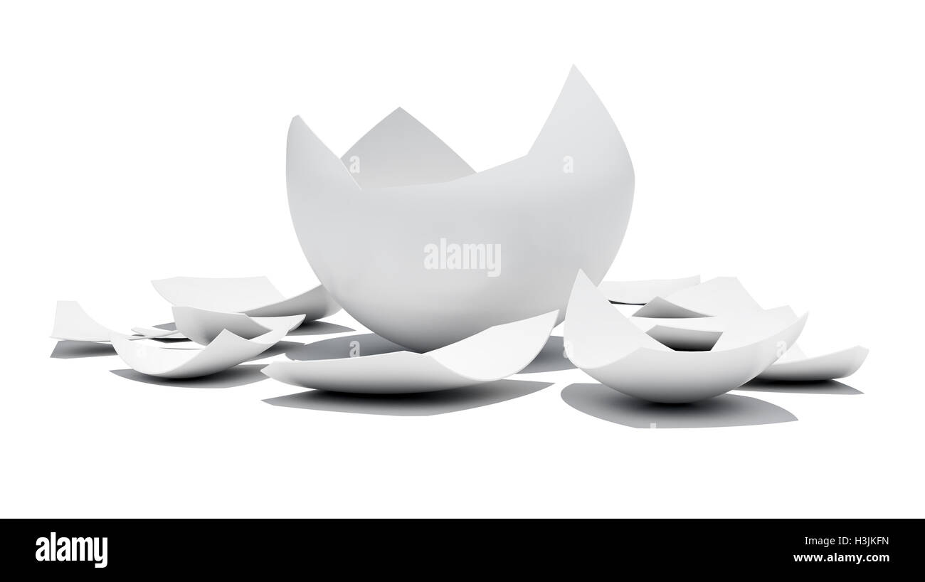 Egg shell on white background Stock Photo - Alamy