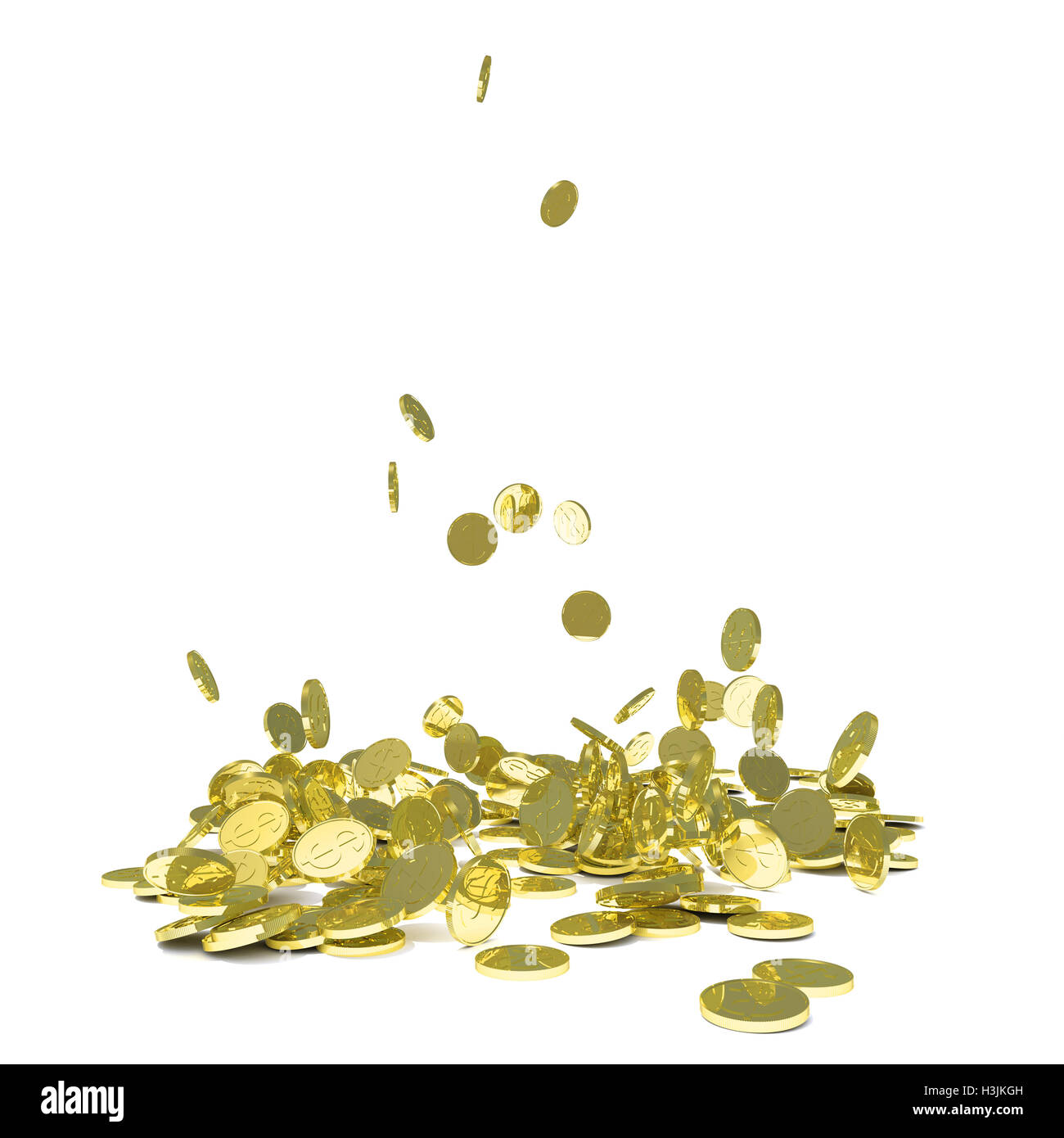Falling gold coins, isolated on white Stock Photo - Alamy