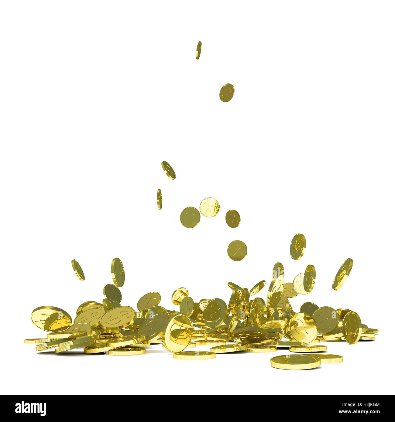 Falling gold coins, isolated on white Stock Photo - Alamy