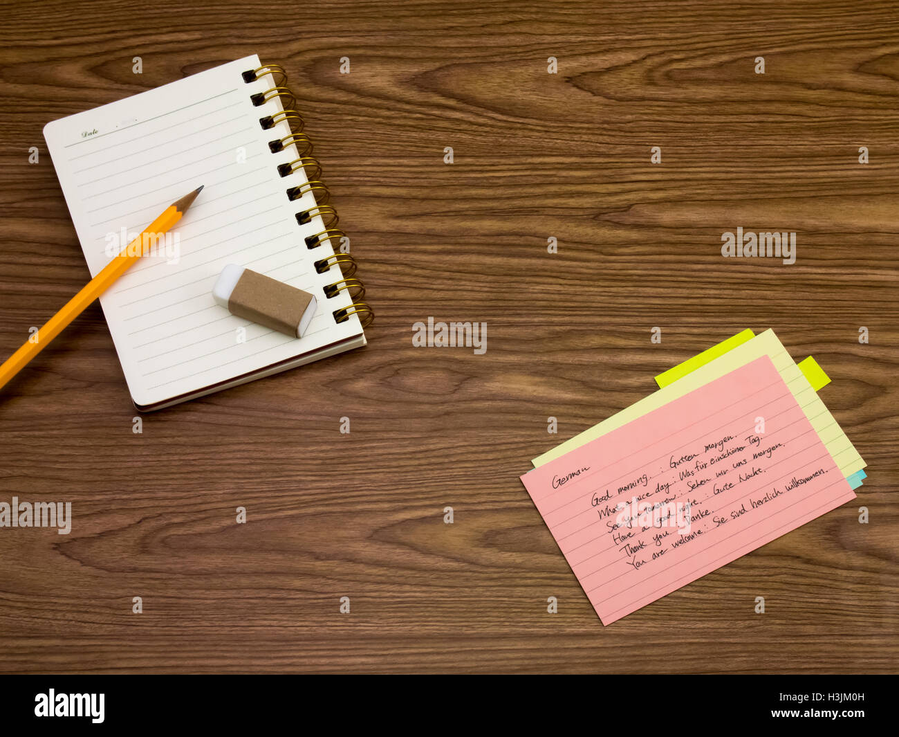 German; Learning New Language Writing Words on the Notebook Stock Photo ...