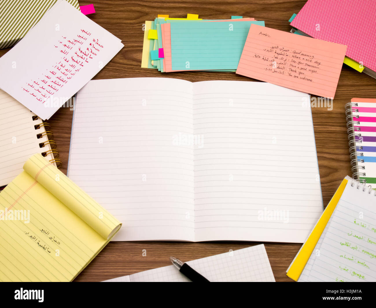 Arabic; Learning New Language Writing Words on the Notebook Stock Photo ...