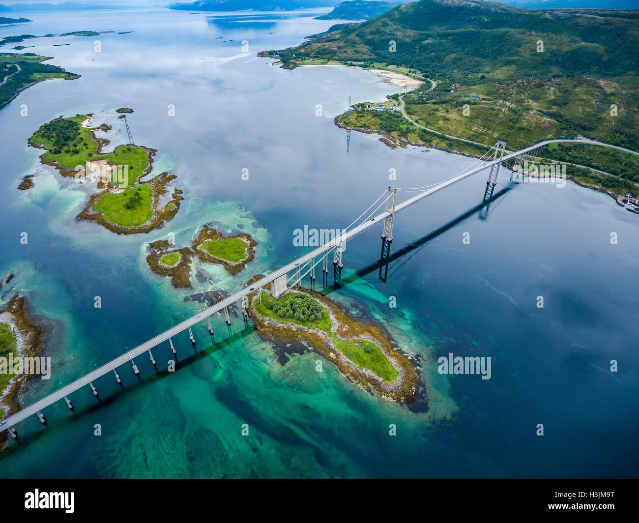 Tjeldsundbrua bridge connecting the mainland with the islands in Norway ...