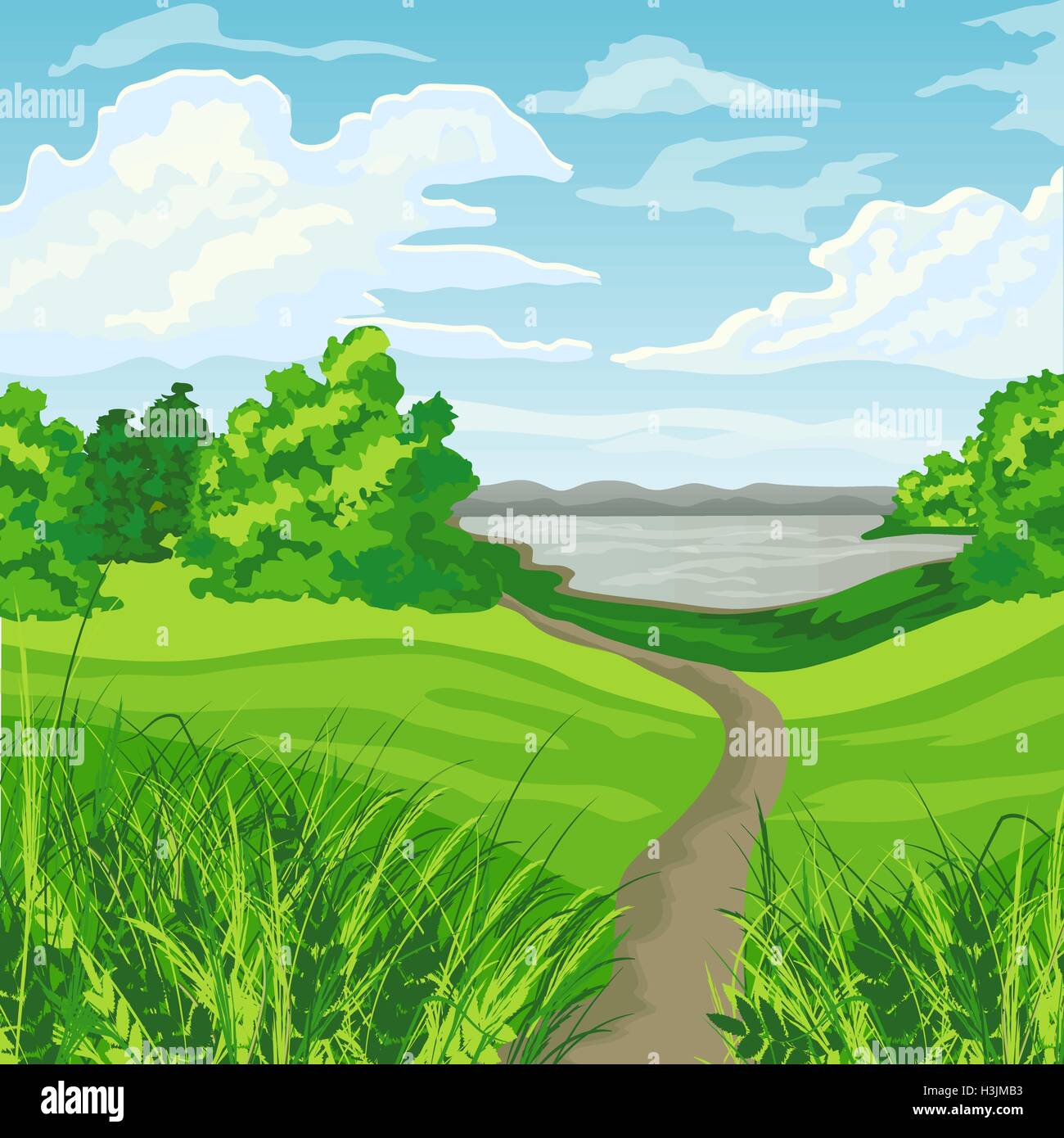 Beautiful lake tree trunk Stock Vector Images - Alamy