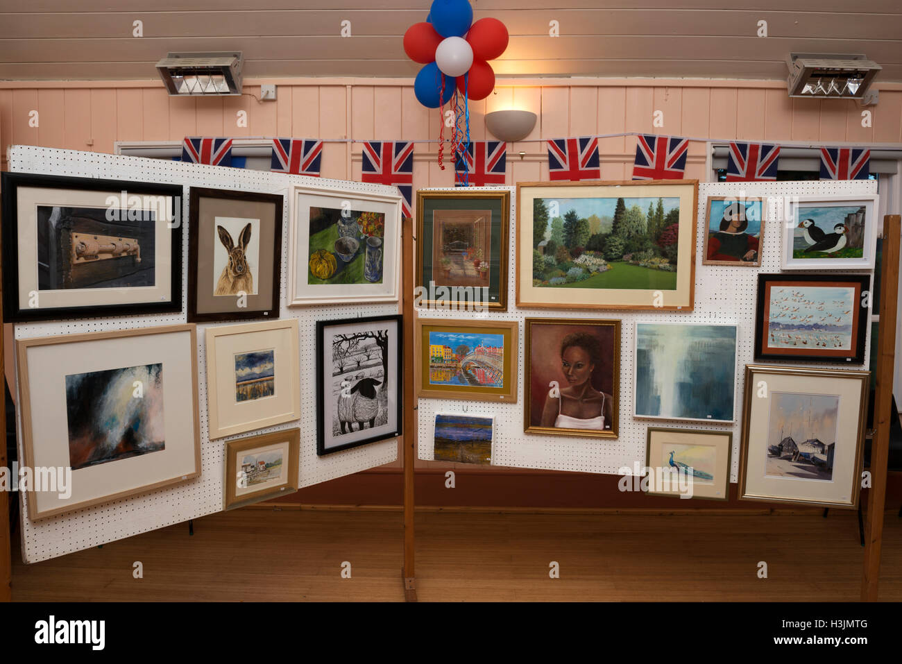Village hall art show Stock Photo - Alamy