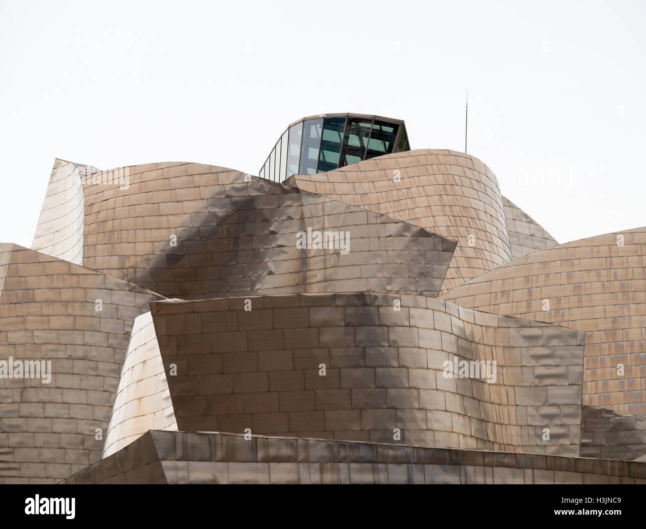 Detail of the metal covered building of the Guggenheim Bilbao Museum ...