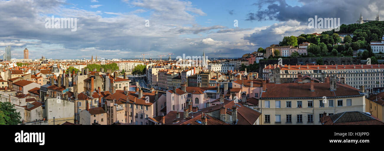 Lyon (France) high definition scenic panorama Stock Photo - Alamy