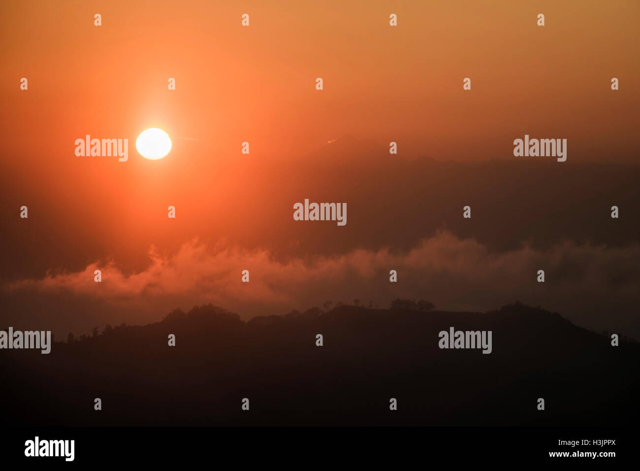 Bali Lake Batur volcano view sunset over Gunung Agung 4 Stock Photo - Alamy