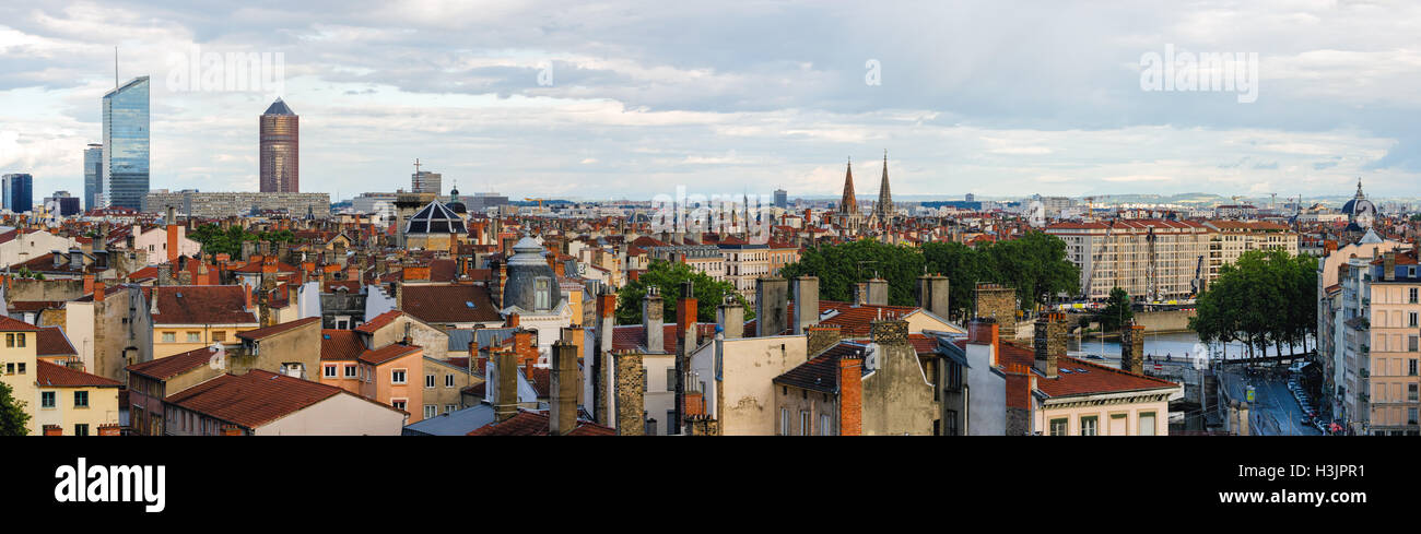 Lyon (France) high definition scenic panorama Stock Photo - Alamy