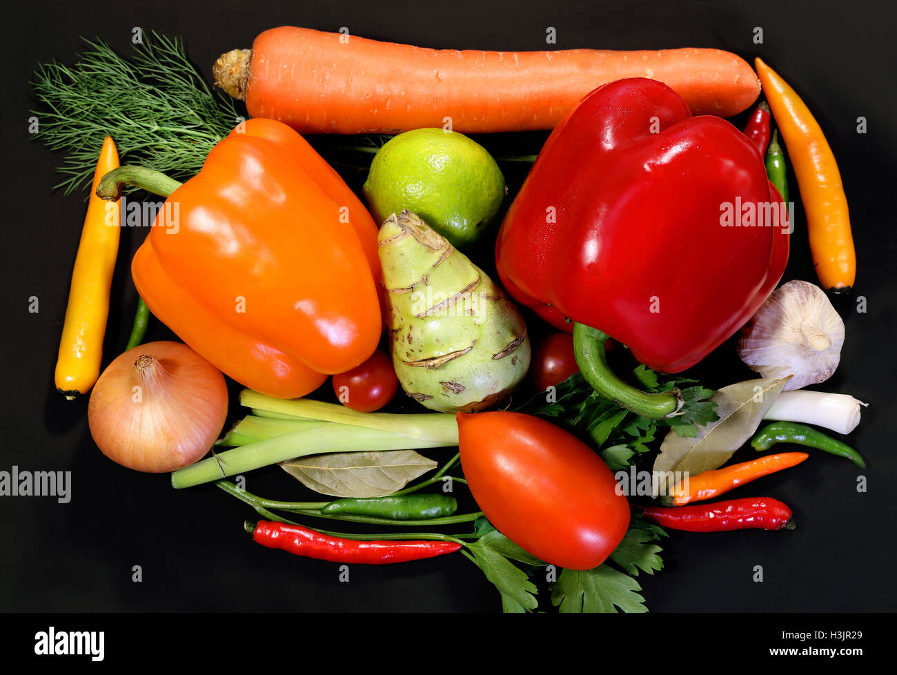 Vegetables Black Background