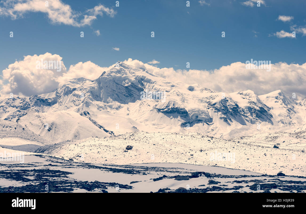 Mountain covered with snow landscape Stock Photo - Alamy