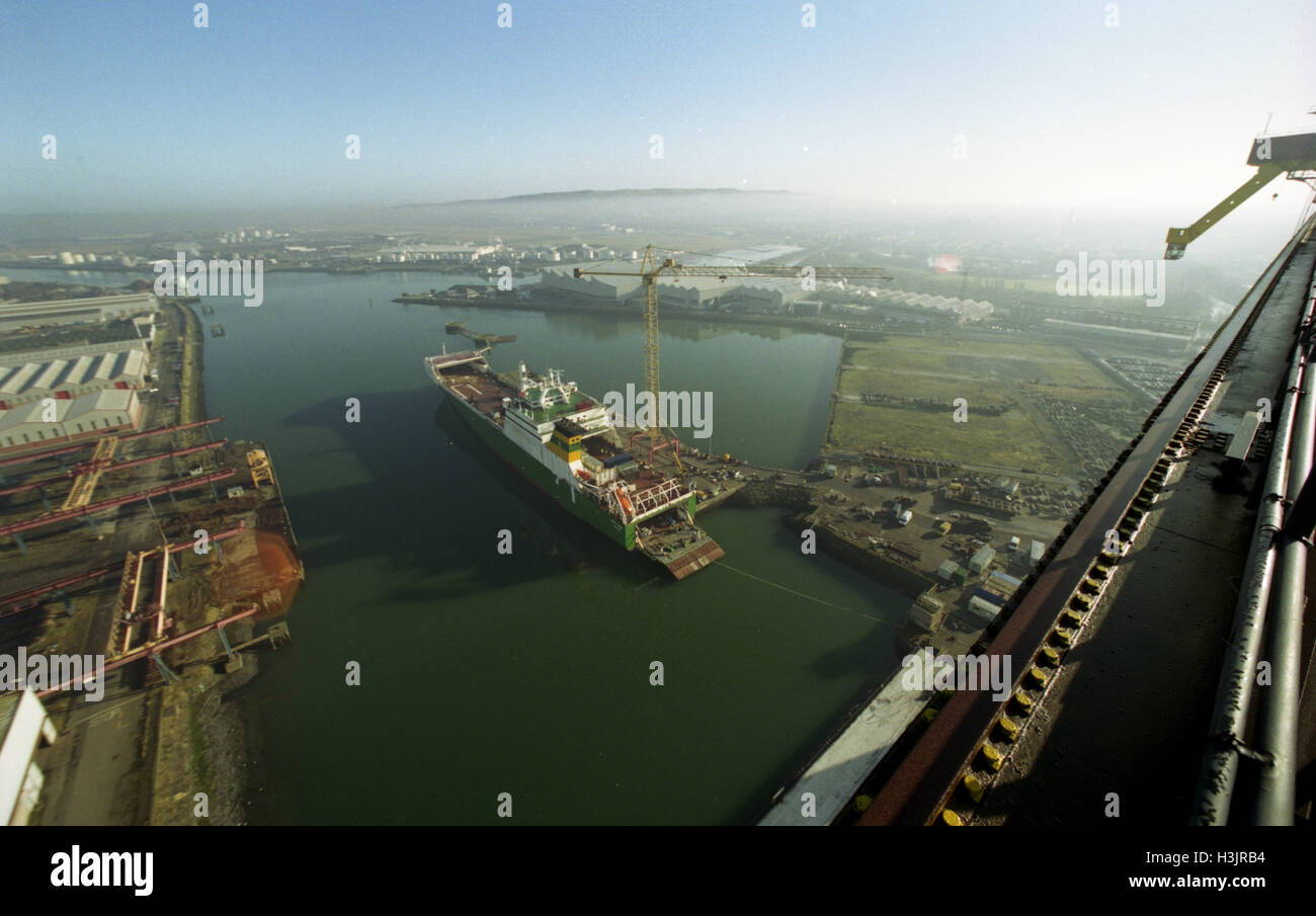 The view from Samson and Goliath, twin shipbuilding gantry cranes at ...