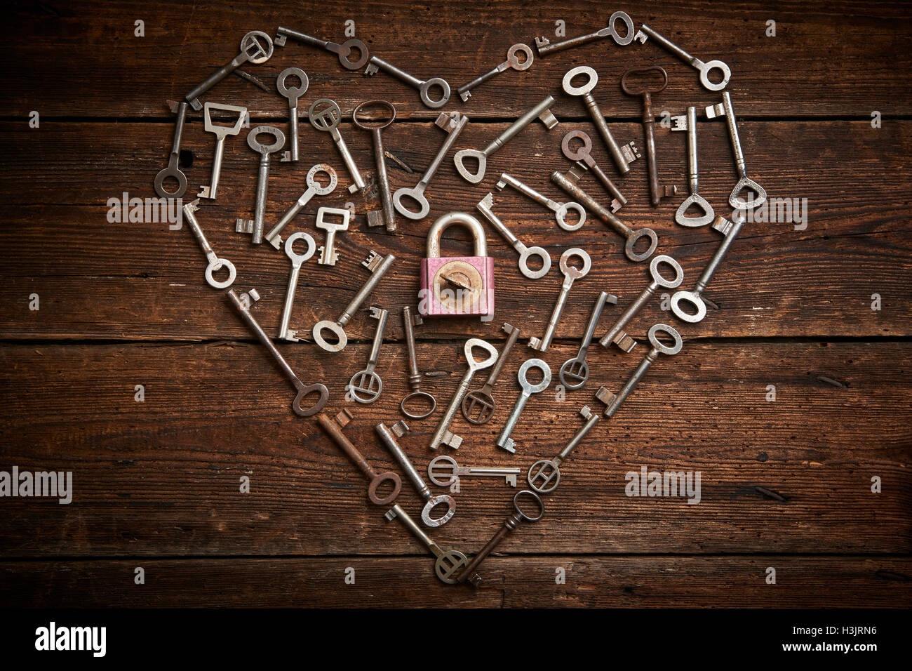Valentine heart from different old keys, the concept of love Stock ...