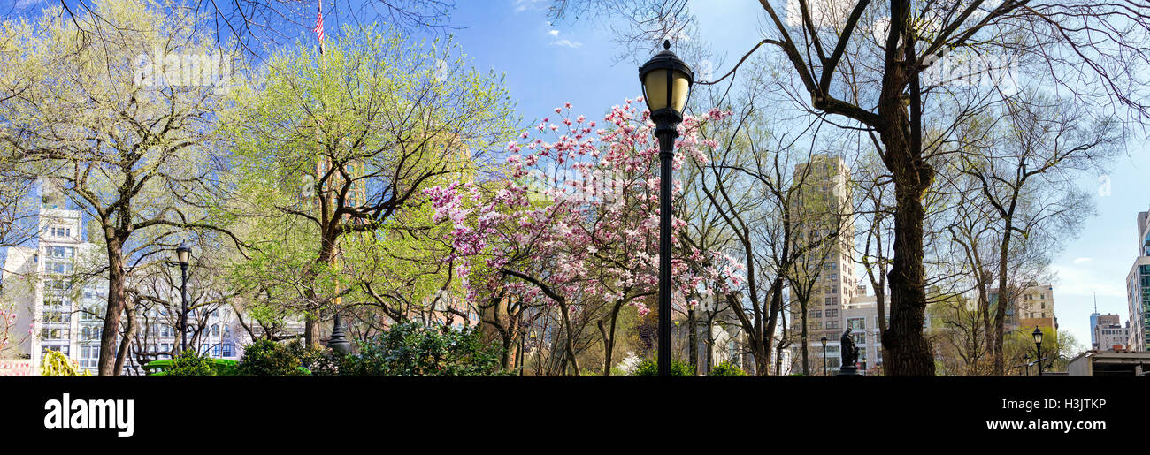 Union Square Park panoramic landscape scene in Manhattan, New York City ...