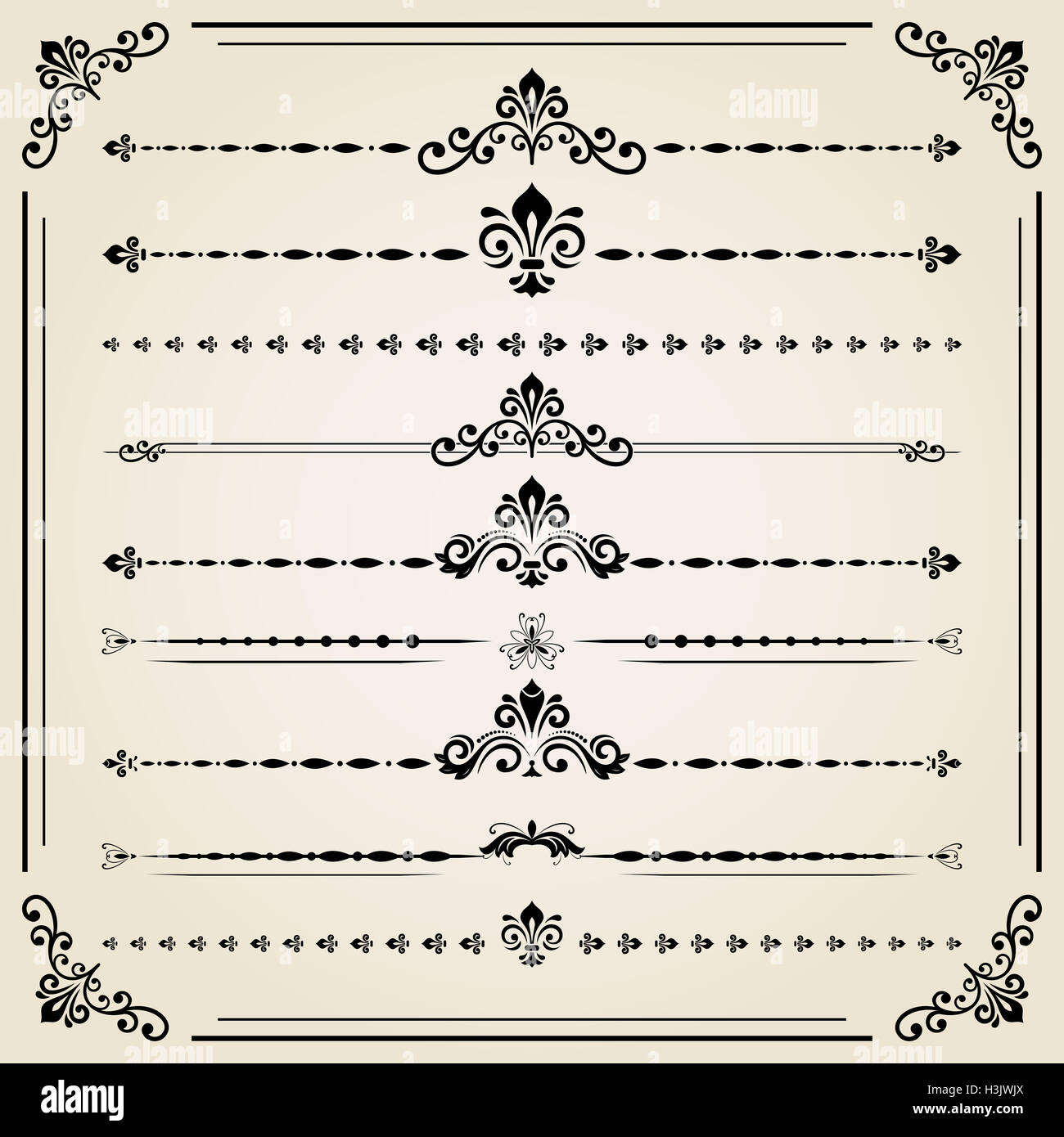 Vintage Set of Horizontal Elements Stock Photo - Alamy