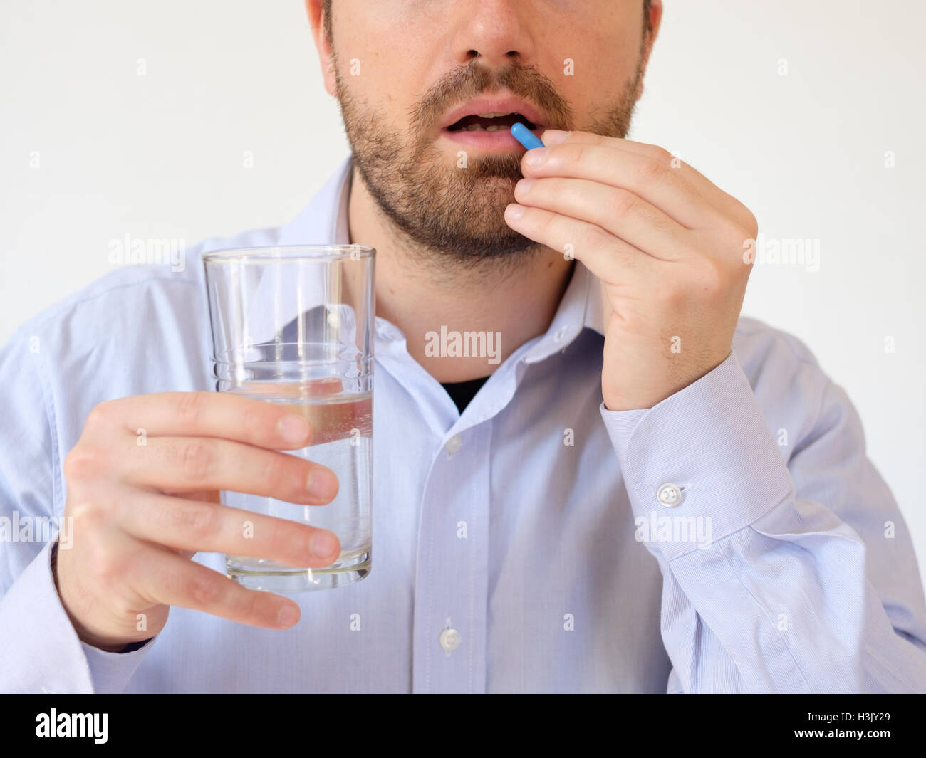 Close Up And Man Taking A Pill High Resolution Stock Photography and ...