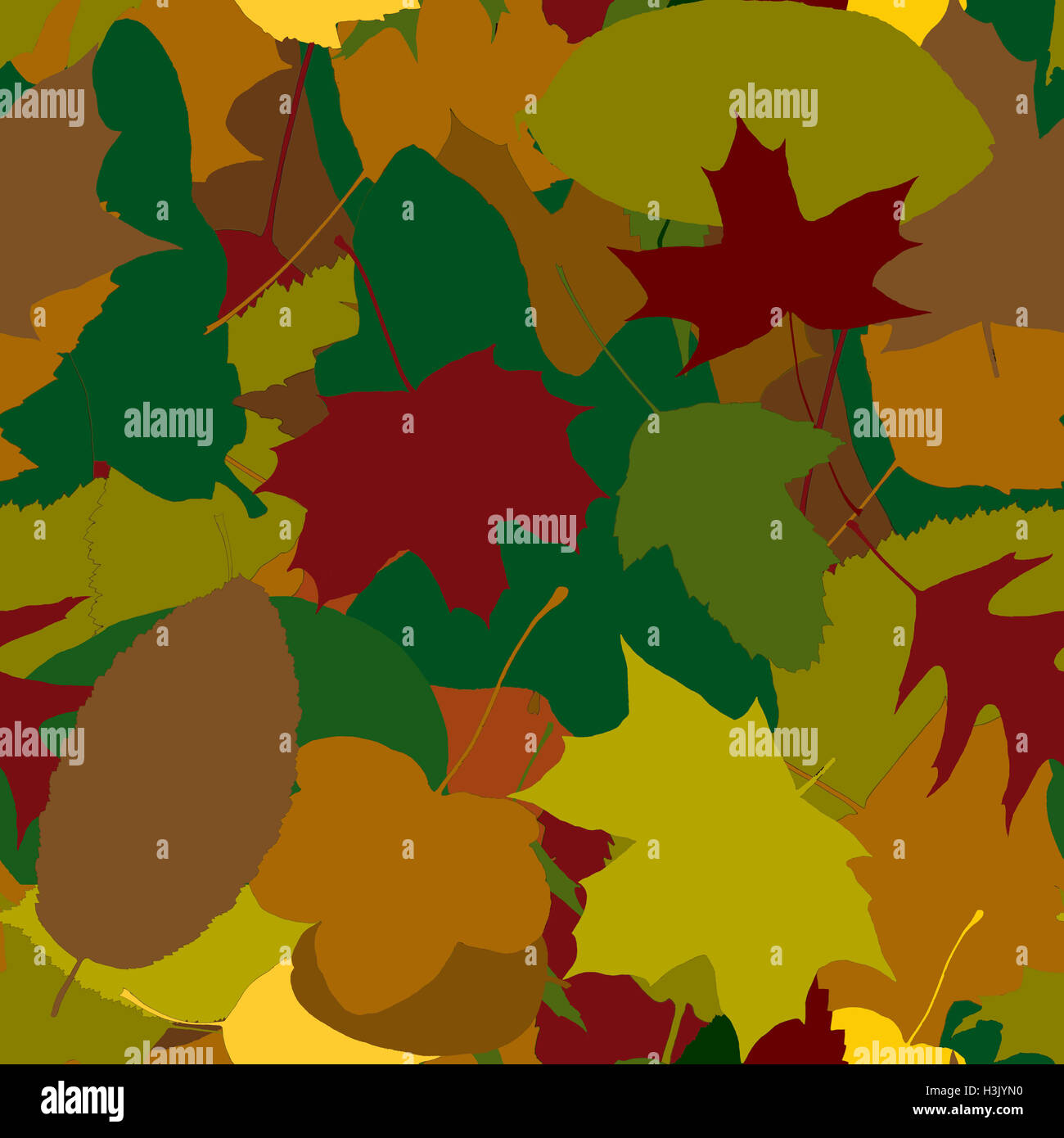 Seamless pattern of many different autumn leaves for background Stock Photo - Alamy