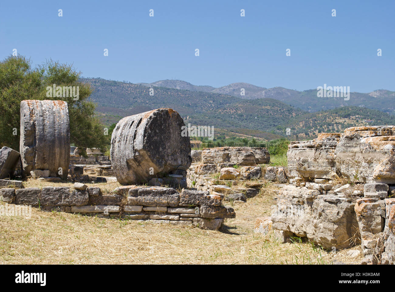 Ruins of the temple of Hera, Samos, Greece Stock Photo - Alamy