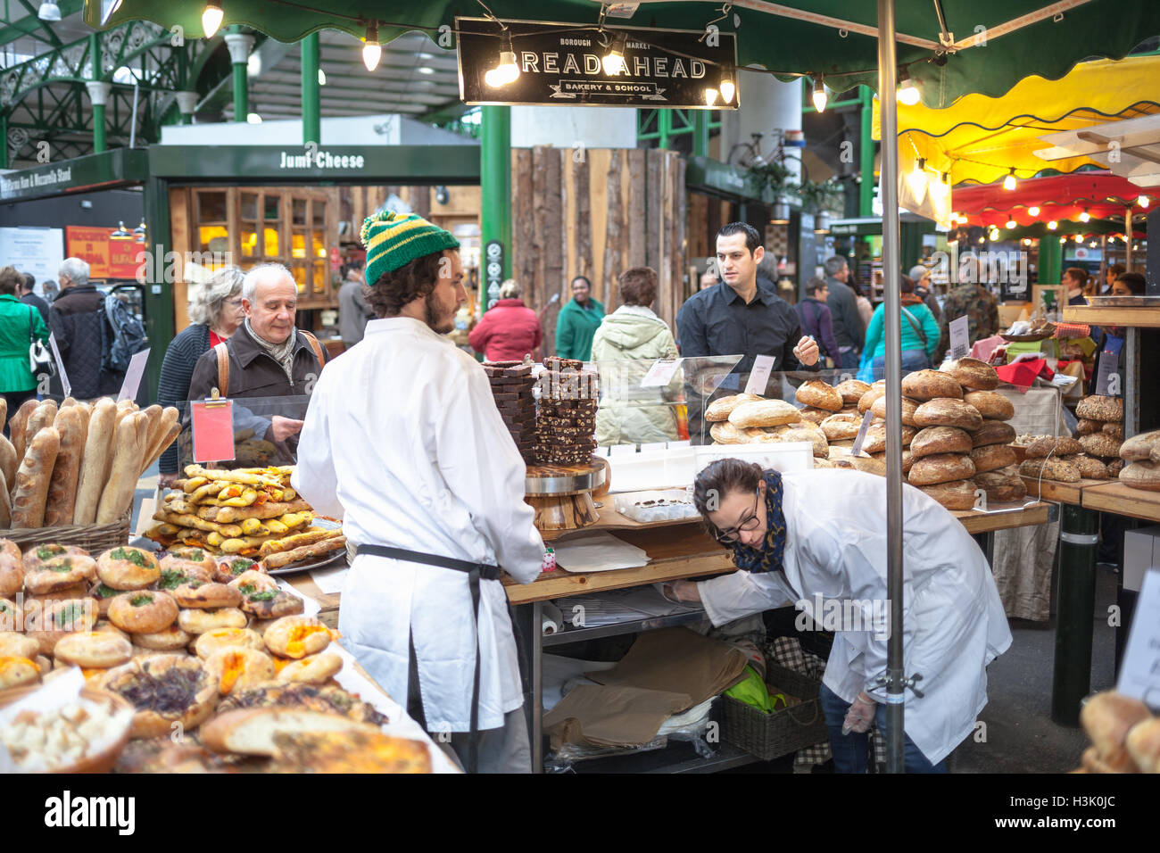 Borough Market, London UK People buying goods from bakery Stock Photo ...