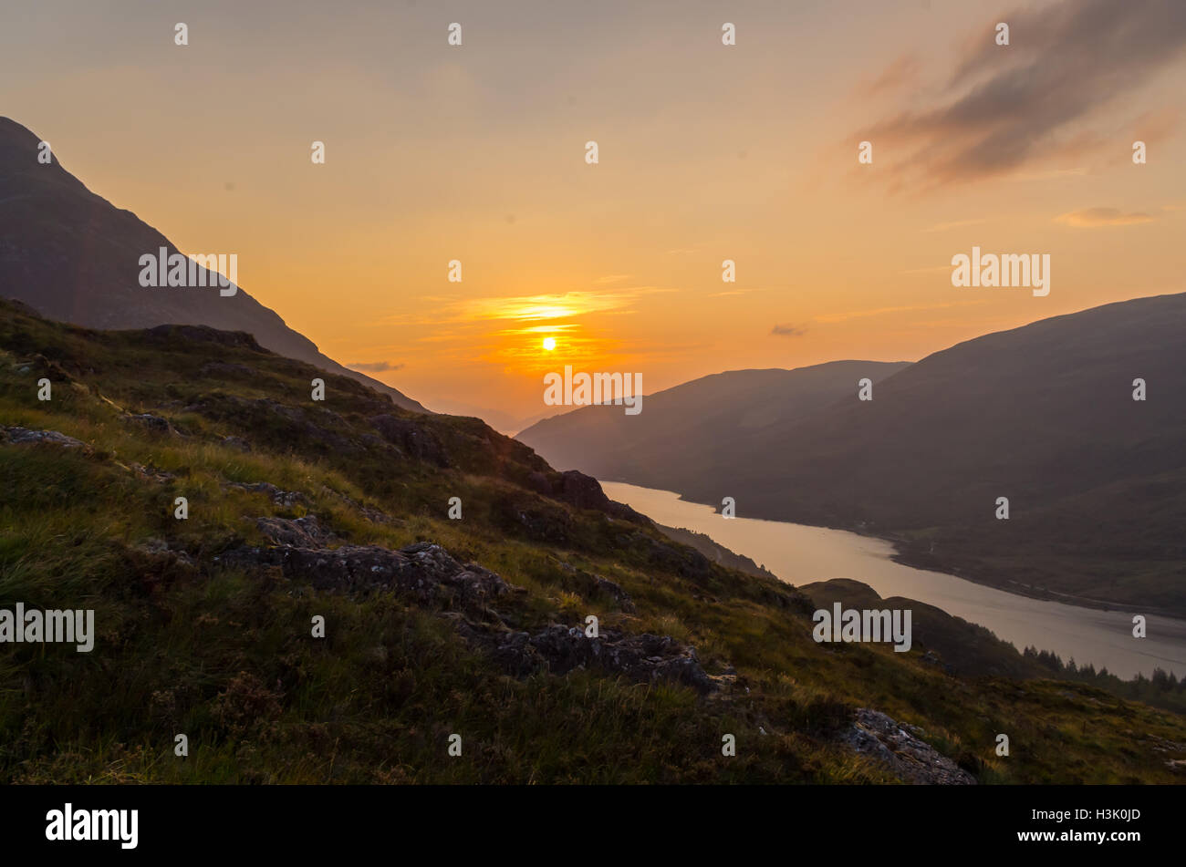 Beautiful sunset at Loch leven in Scotland, Great Brittain Stock Photo ...