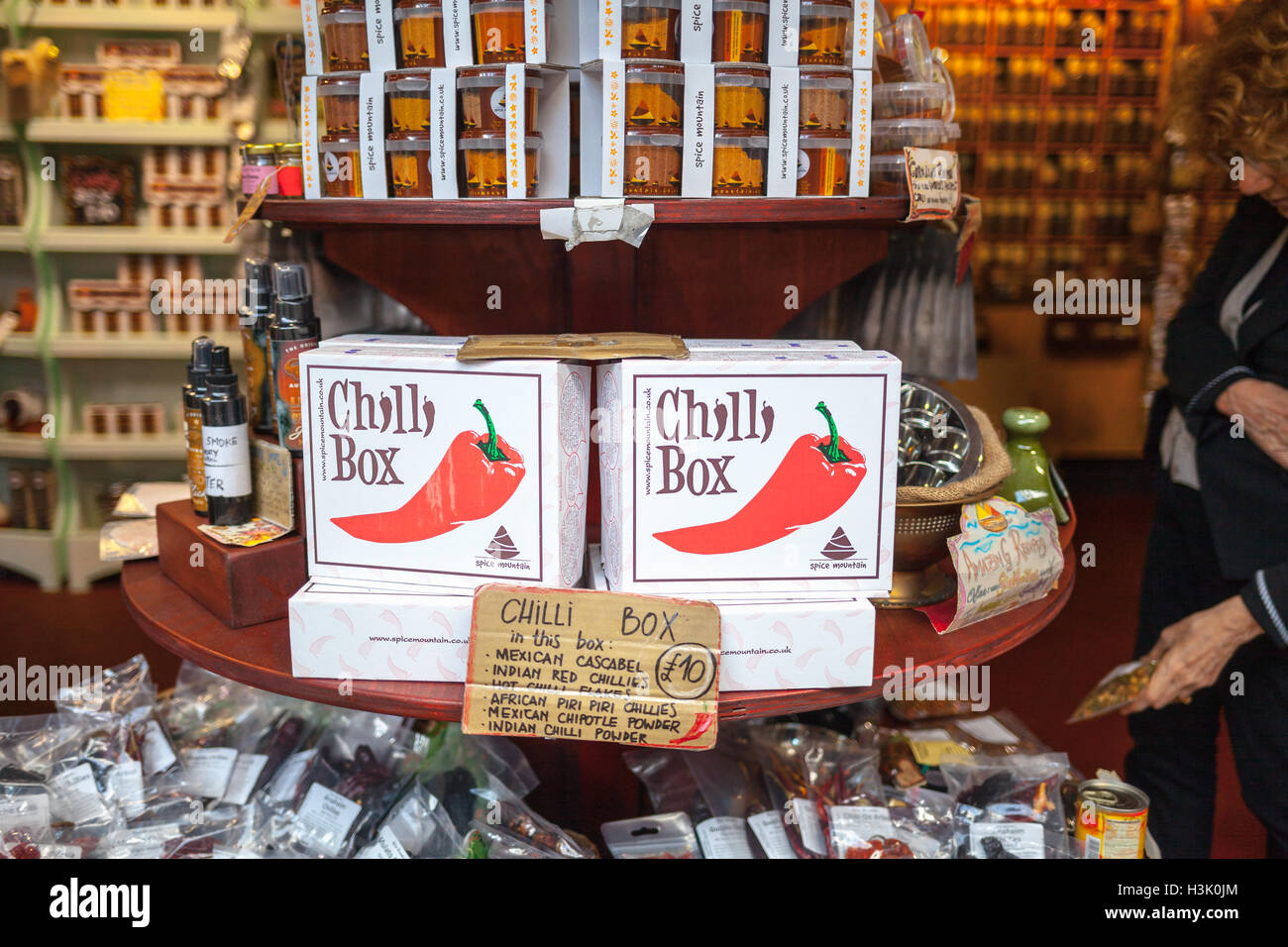 Borough Market, London UK Chilli box spice mexican Stock Photo - Alamy