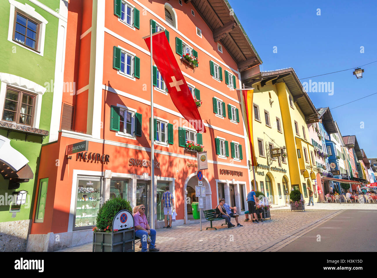 Summer evening on historical center of Kitzbuhel ,medieval town ...