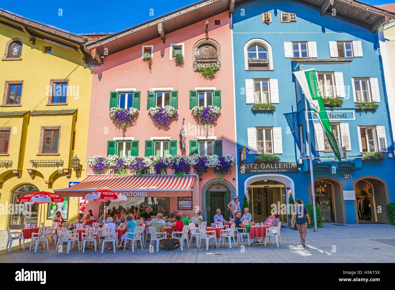 Summer evening on historical center of Kitzbuhel ,medieval town ...