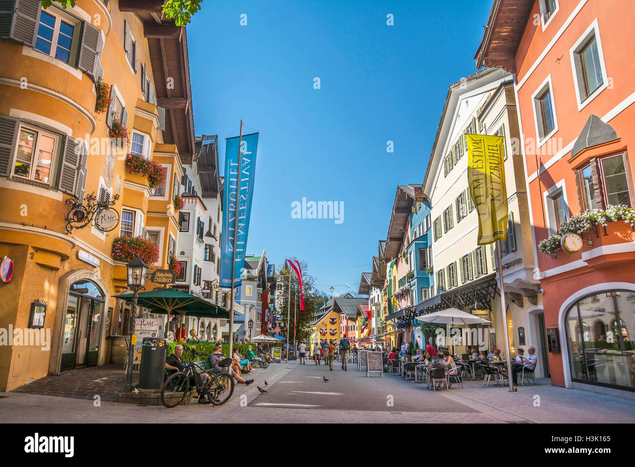 Summer evening on historical center of Kitzbuhel ,medieval town ...