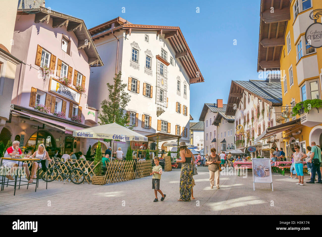 Summer evening on historical center of Kitzbuhel ,medieval town ...
