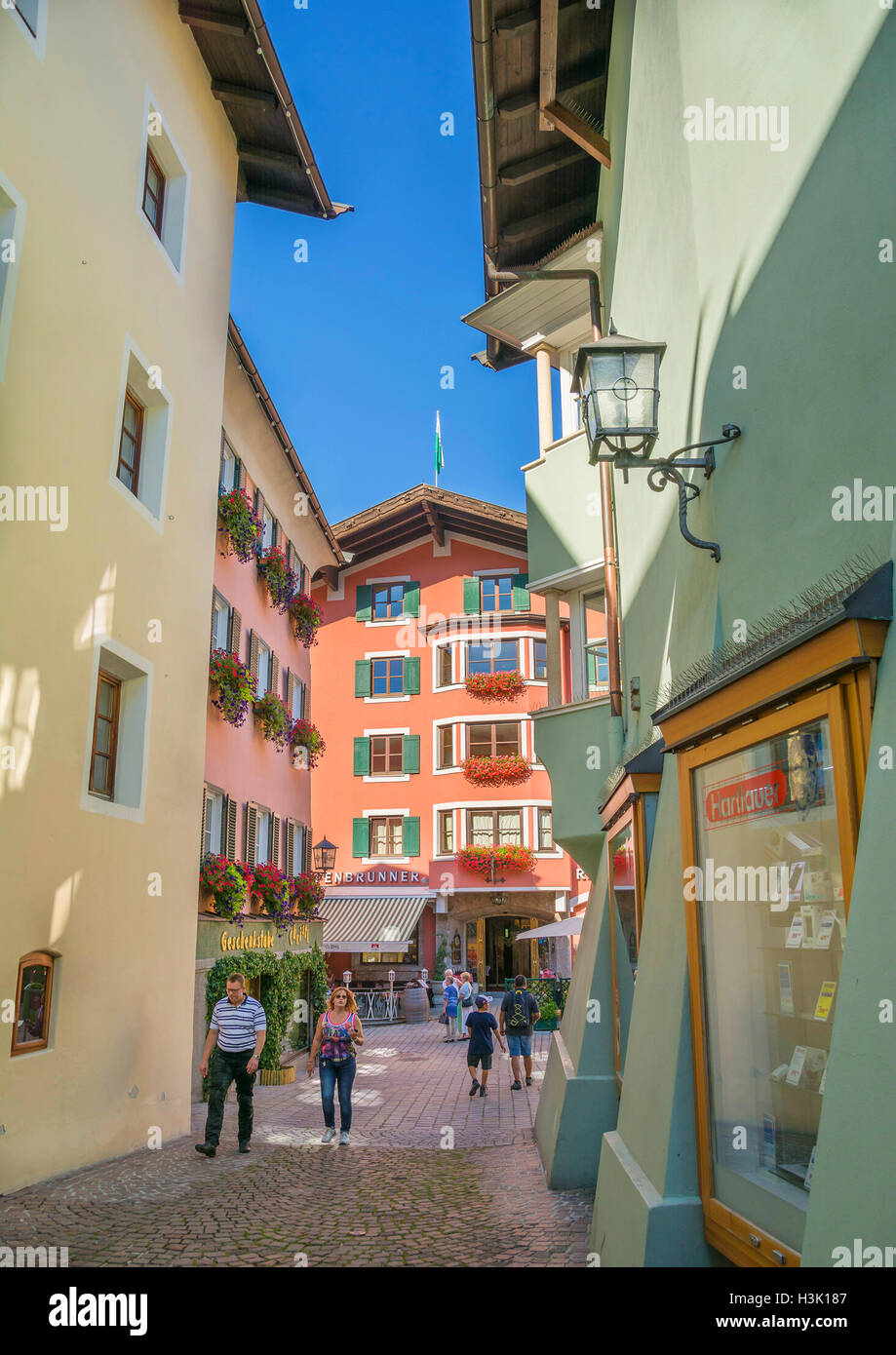 Summer evening on historical center of Kitzbuhel ,medieval town ...