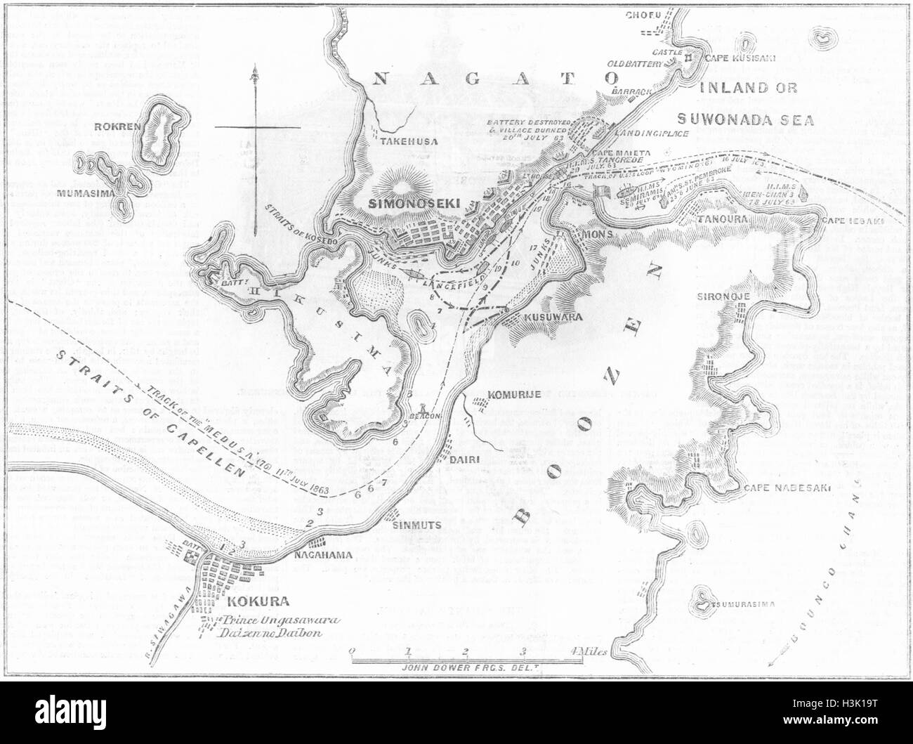 JAPAN Simonoseki Bay, Japan 1863. Illustrated London News Stock Photo ...