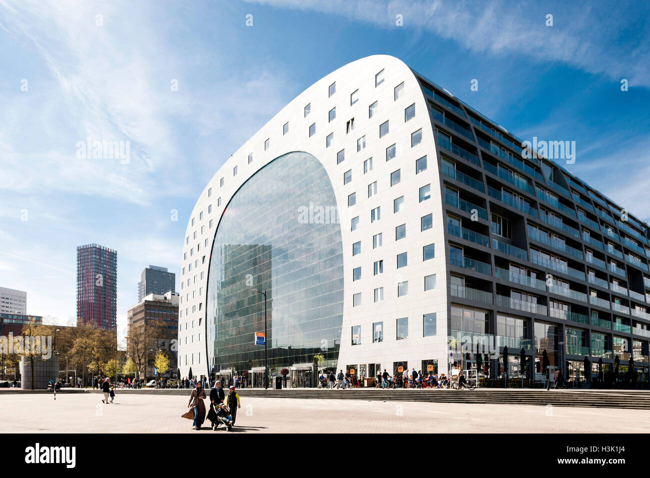 Elevation of horse-shoe shaped market hall and context on public square ...
