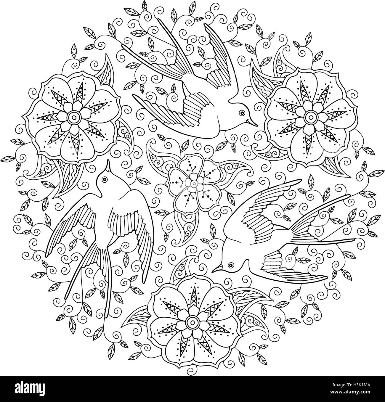 Beautiful flying bird coloring page hi-res stock photography and images ...
