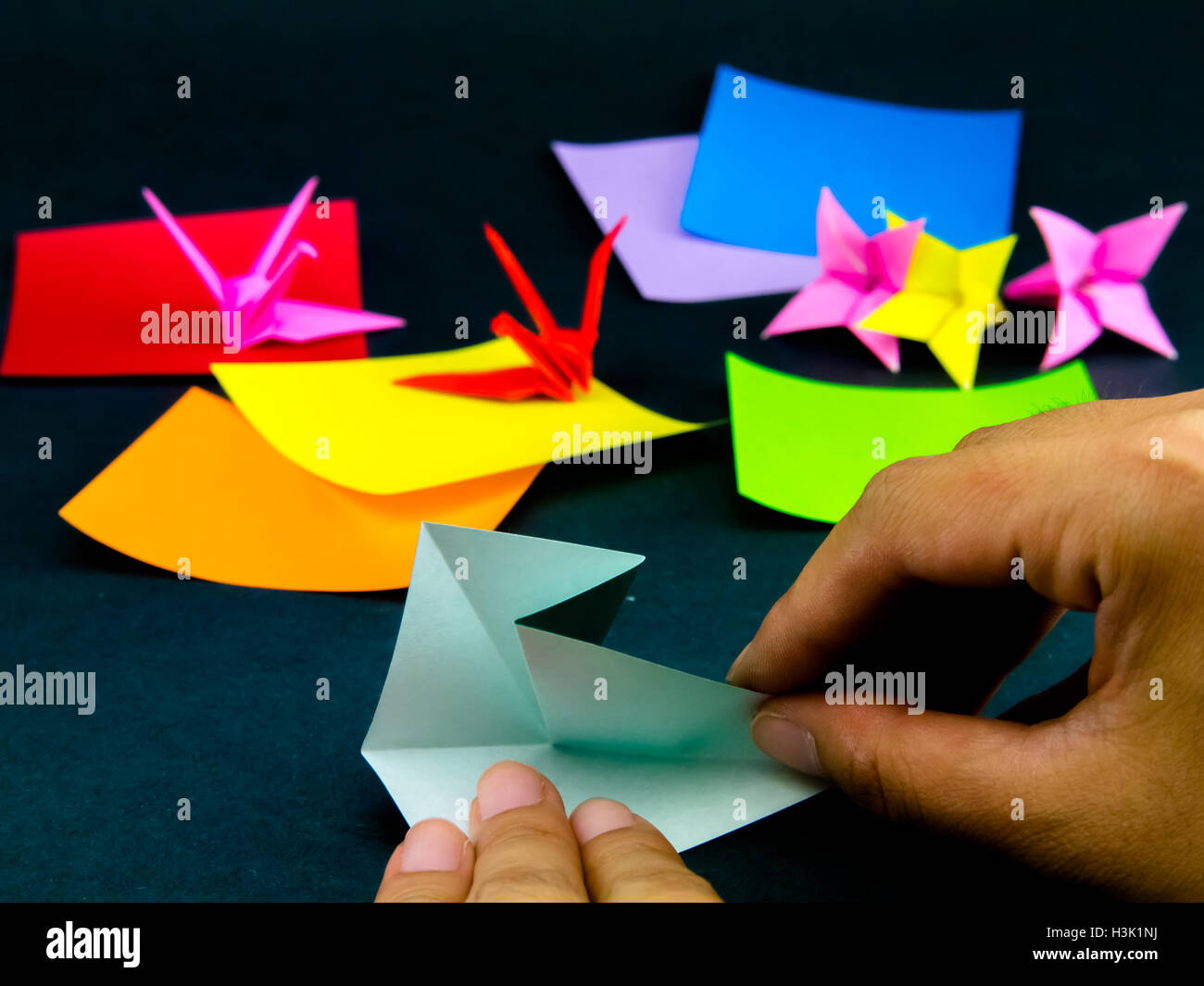 Japanese Origami Toys Folding Instructions; How to Play Stock Photo - Alamy
