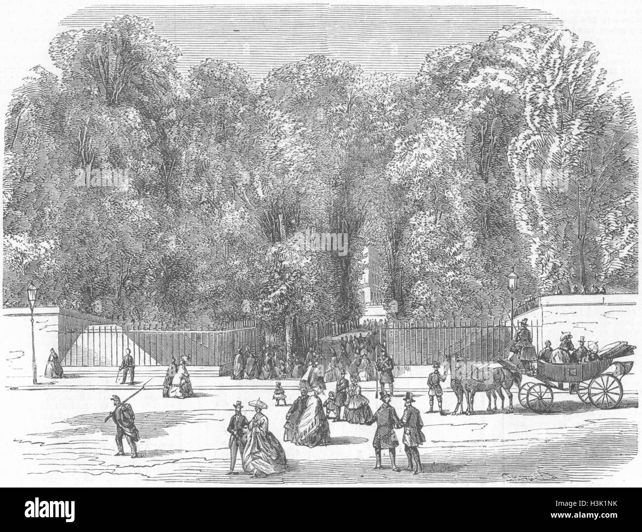 PARIS Tuileries garden entry, opp. Solferino bridge 1859. Illustrated ...