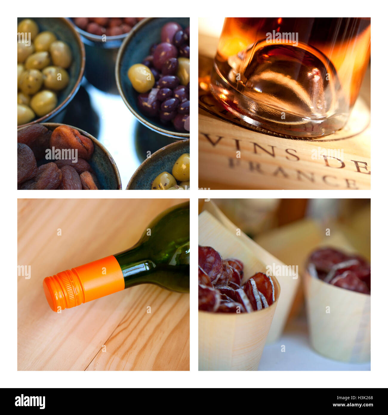 Collage of appetizers inside a French winery Stock Photo - Alamy