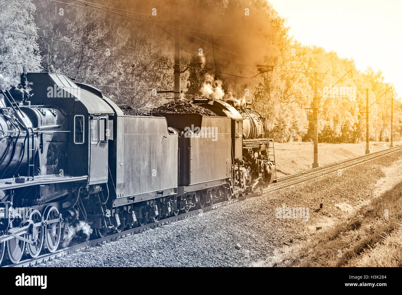 Vintage image of the retro steam train Stock Photo - Alamy