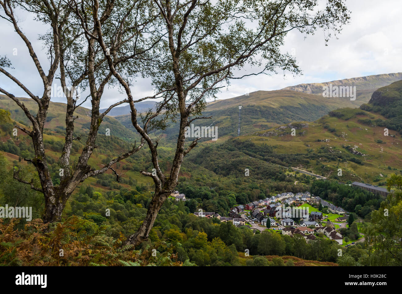 Beautiful panorama of Kinlochleven from the mountainside, Scotland ...