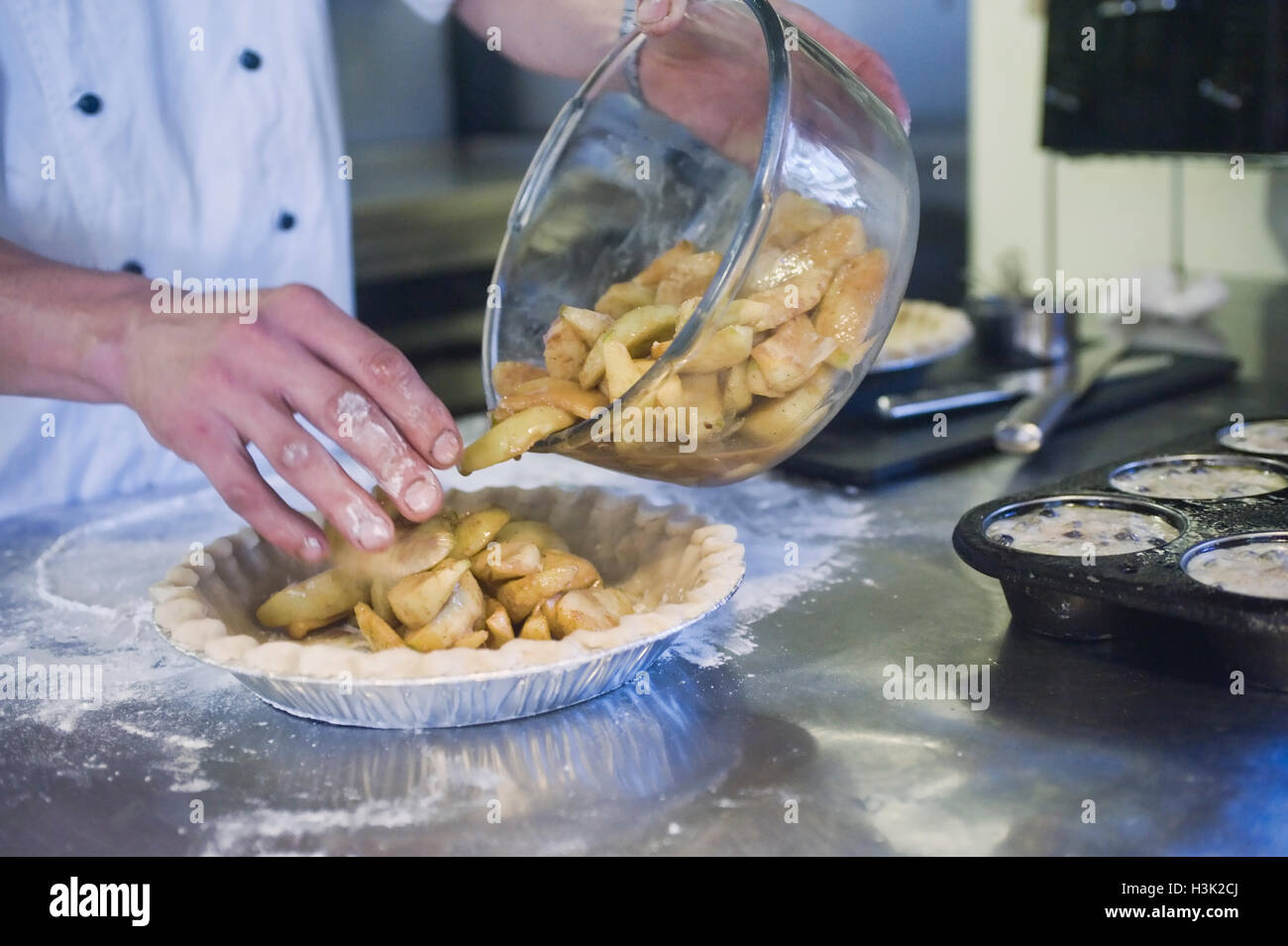 Chef baking pie in kitchen Stock Photo - Alamy