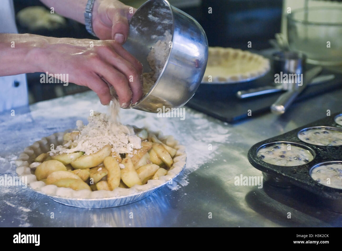 Chef baking pie in kitchen Stock Photo - Alamy