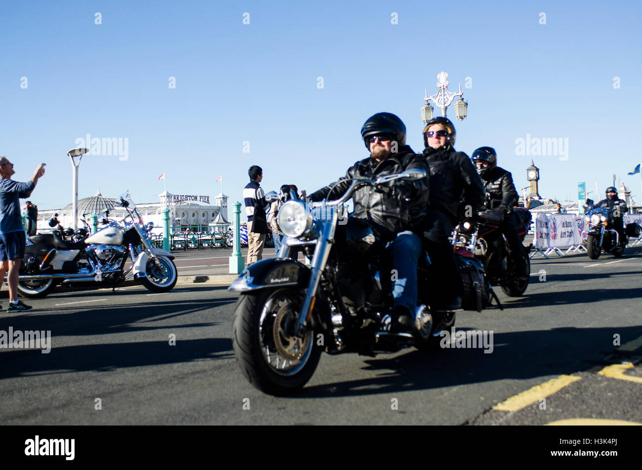 Brighton, UK. 9th Oct, 2016. Thousands of friendly bikers, mostly with ...