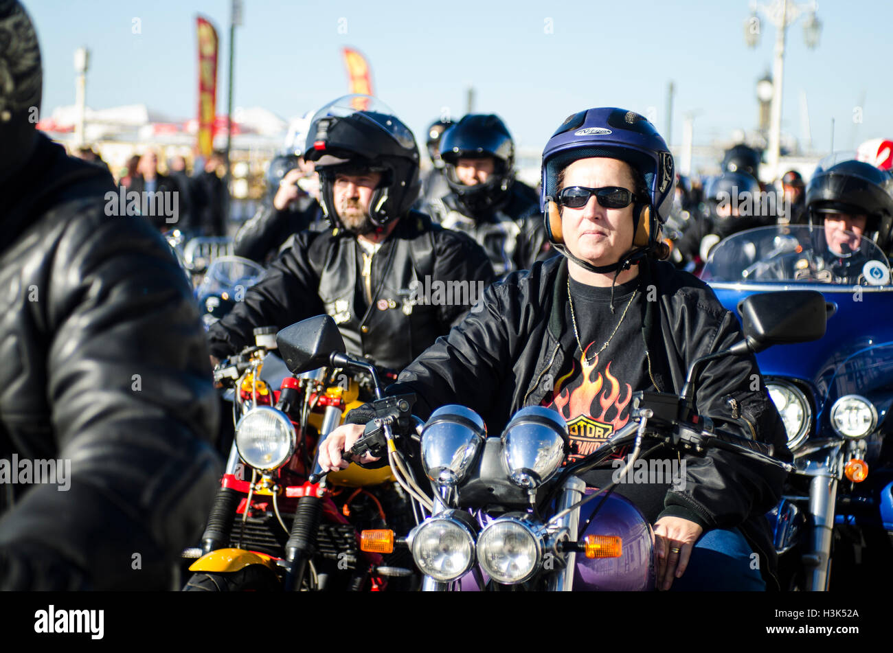 Brighton, UK. 9th Oct, 2016. Thousands of friendly bikers, mostly with ...